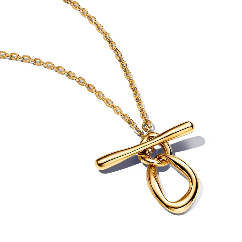 Organically Shaped Circles T bar Necklace