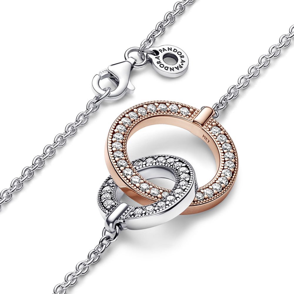 Pandora Signature Two tone Intertwined Circles Necklace PANDORA